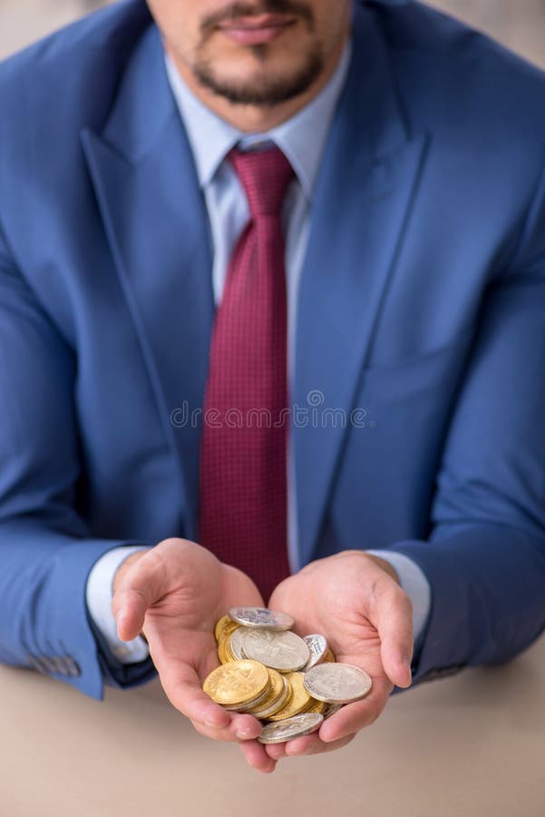 Young Man Earning Money Via Internet in Cryptocurrency Concept Stock ...