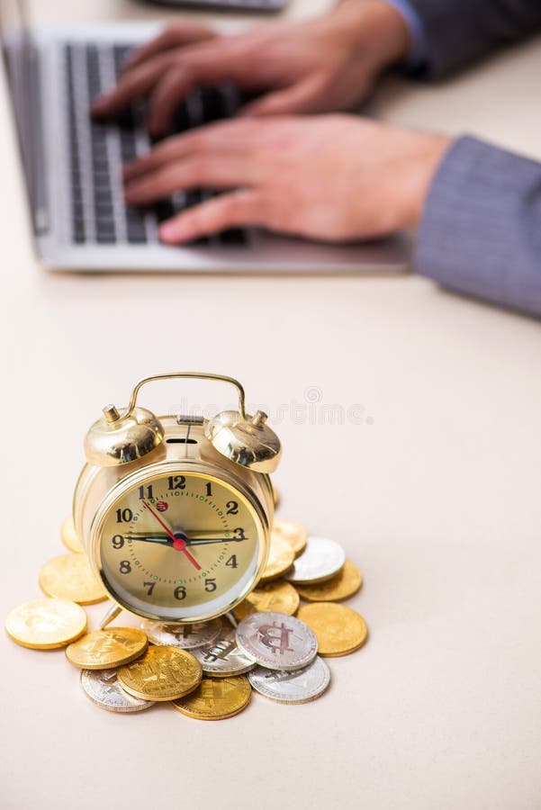 Young Man Earning Money Via Internet in Time Management Concept Stock ...
