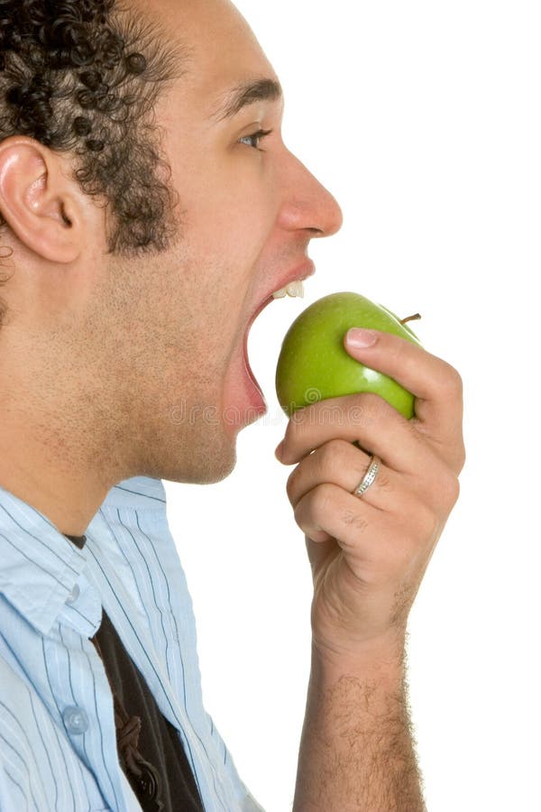 Man Eating Apple stock image. Image of background, biting - 4327191