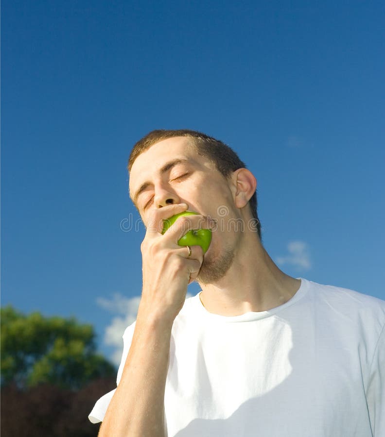 Man eating pear stock photo. Image of adults, caucasian - 11242592