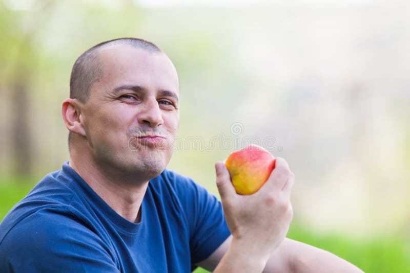 Man eating pear stock photo. Image of adults, caucasian - 11242592