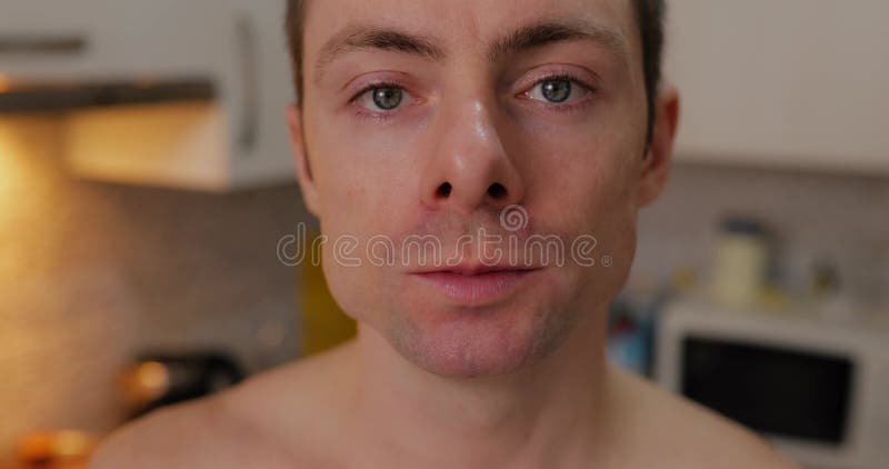 A Man Eating Cashew Nuts at Kitchen Stock Footage - Video of healthy ...
