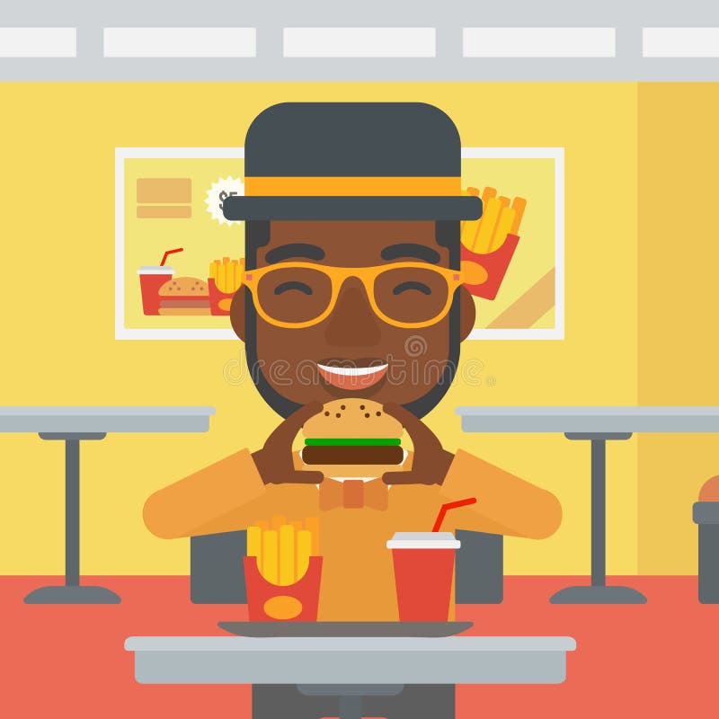 Black Man Eating Burger Stock Illustrations – 134 Black Man Eating ...