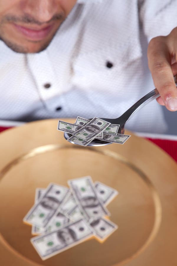 Man Eating Little Dollar Banknote Stock Image - Image of bill, concepts ...