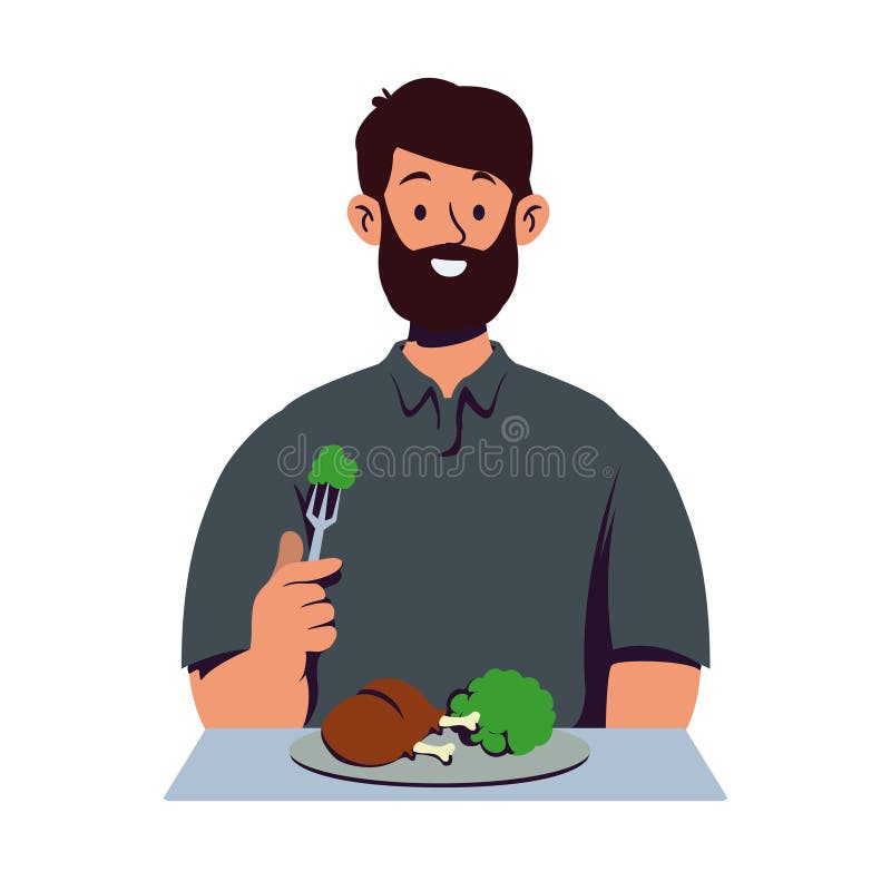 Man eating lunch stock vector. Illustration of young - 294692378