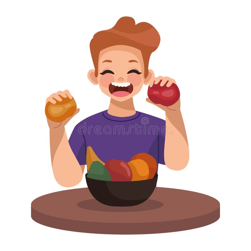 Man Eating Fruits Stock Illustrations – 1,062 Man Eating Fruits Stock ...