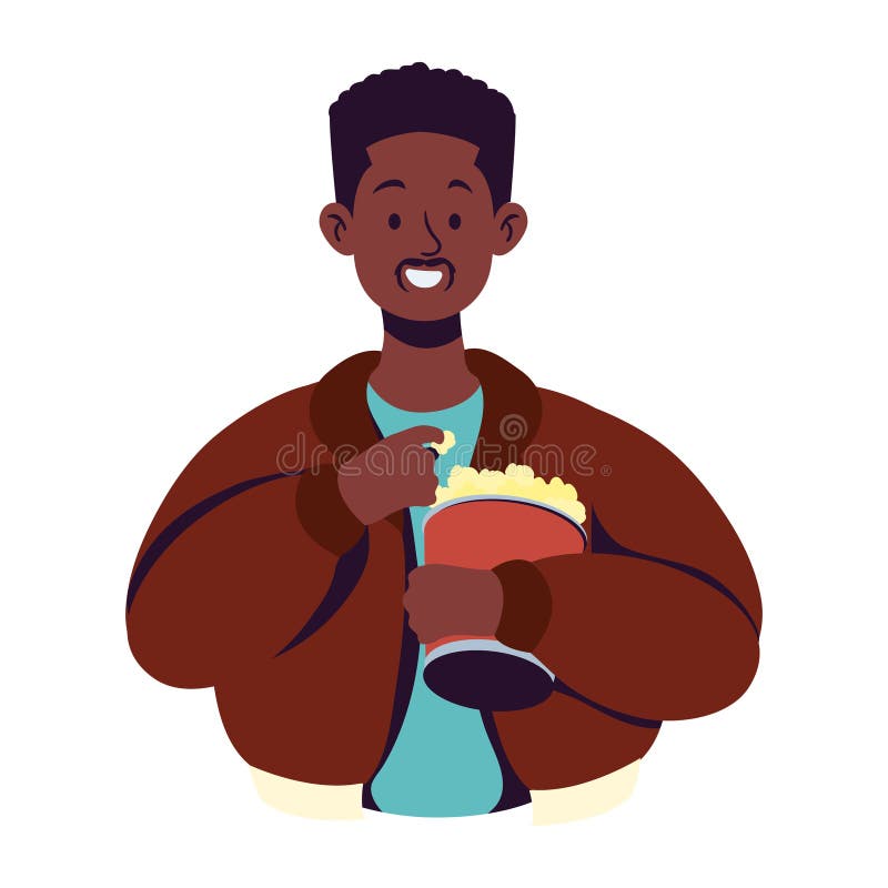 Man eating pop corn stock vector. Illustration of cheerful - 294692438