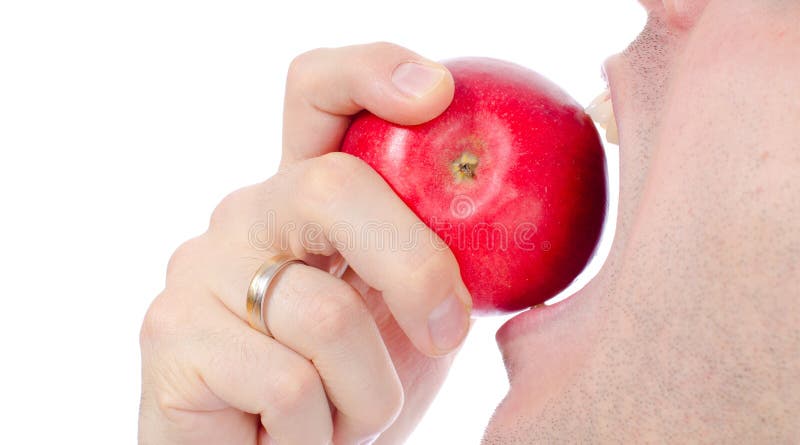 Man eating a red apple stock image. Image of face, health - 17703623