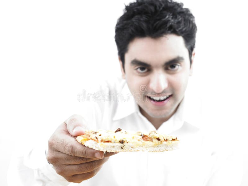 Asian man eating pizza stock image. Image of face, ethnicity - 7319751