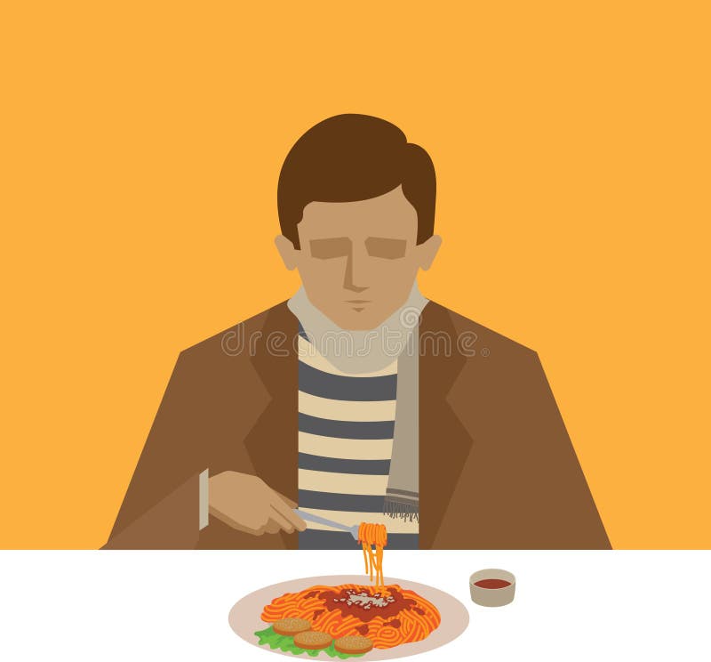 Man Eating Spaghetti. Vector Illustration Decorative Design Stock ...