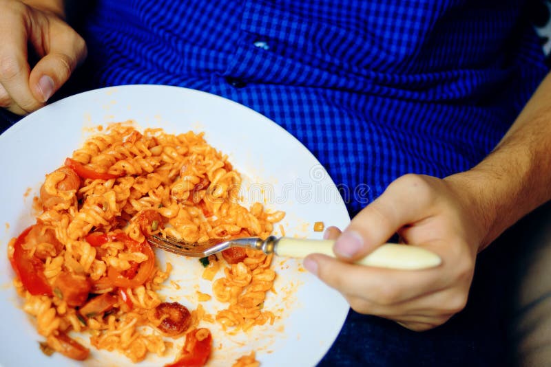 Man eats. stock photo. Image of lifestyle, attractive - 170271428