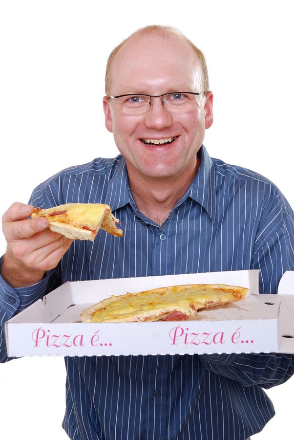 Man eats pizza stock image. Image of pleasure, nutrition - 13285769
