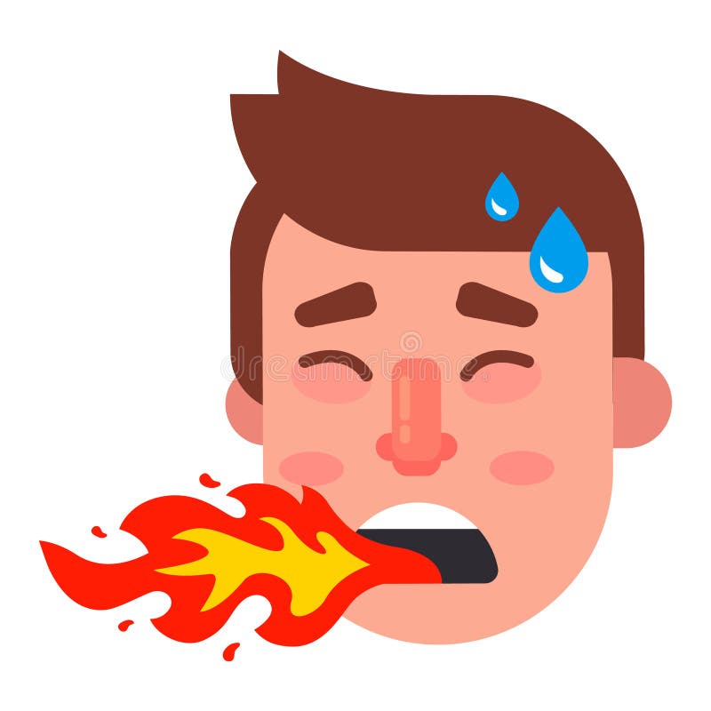 Man Eats Spicy Food. Severe Heartburn in a Man Stock Vector ...