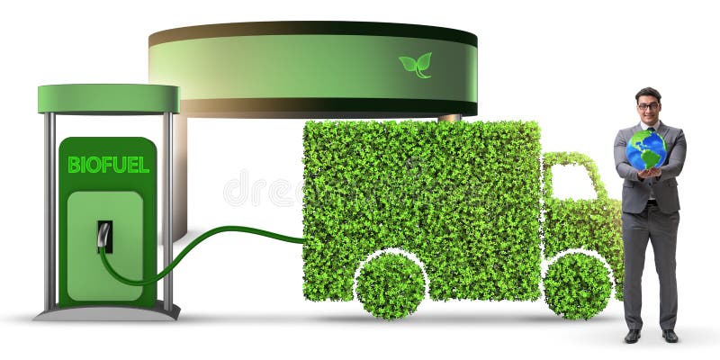 The Man in Ecofuel Concept for Delivery Vehicles Stock Illustration ...