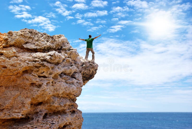 Man on cliff edge stock photo. Image of hiking, landmark - 24174384