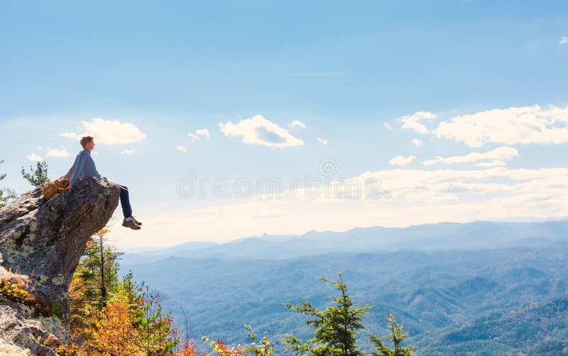 Man at the edge of a cliff stock photo. Image of carolina - 90328428