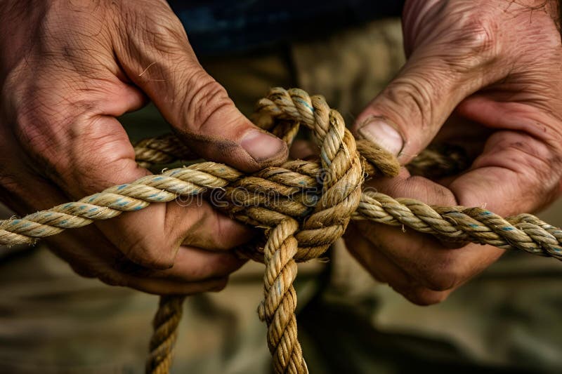 Man Effortlessly Ties a Rope with One Hand while Using a Circular ...