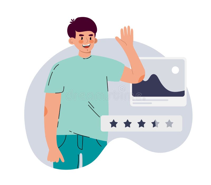 A Man with Elements of Illustrations and Feedback. Ui Ux Designer ...