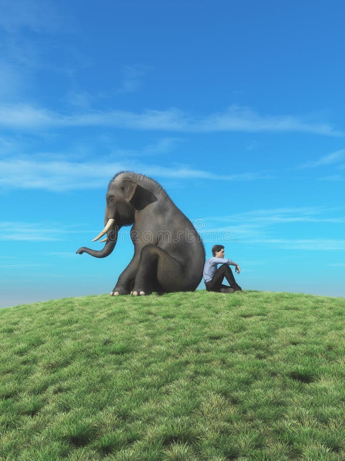 The man with elephant stock illustration. Illustration of admire - 78280670