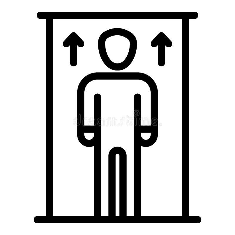 Man in Elevator Up Arrows Icon, Outline Style Stock Vector ...