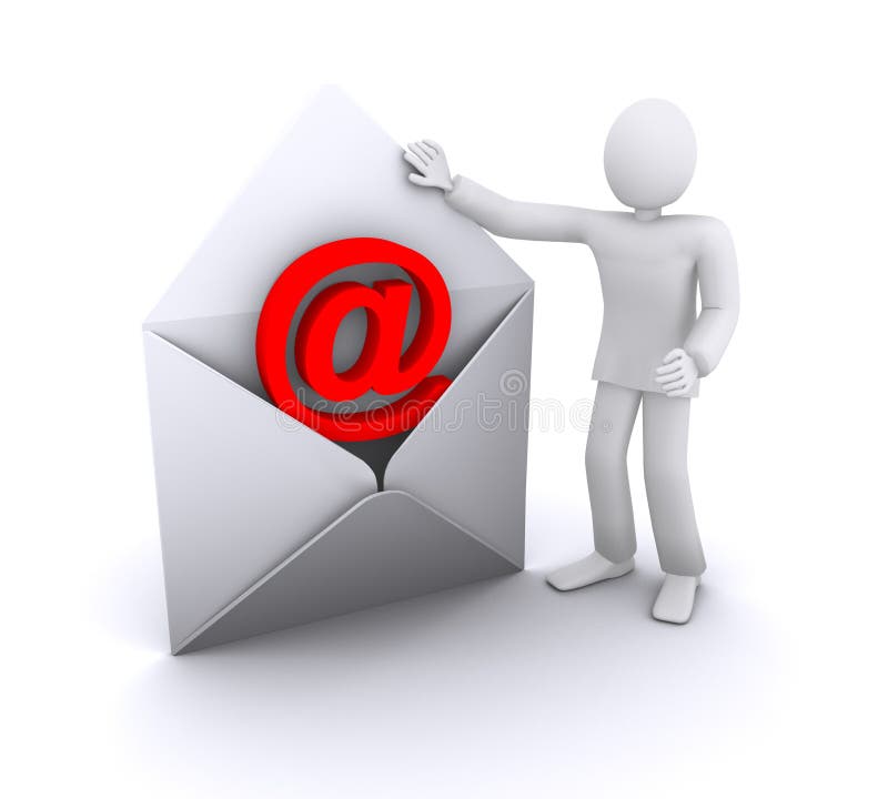 3d man with email envelope stock illustration. Illustration of postage ...