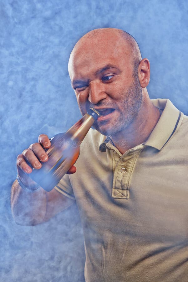 Man Emotionally Open Beer Teeth Stock Photo - Image of happiness ...