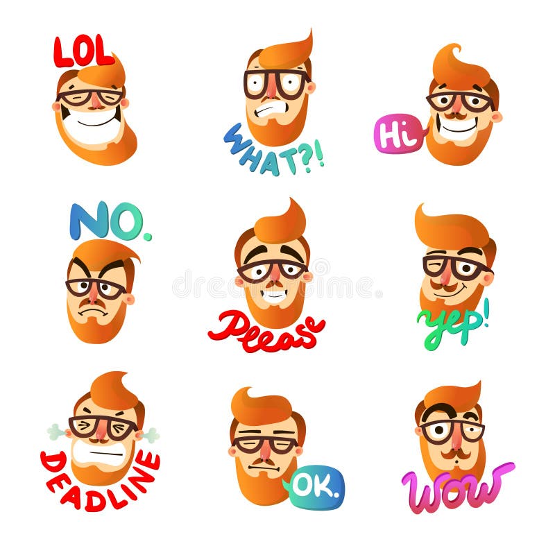 Man Head Emotions Portraits Set Stock Vector - Illustration of dark ...