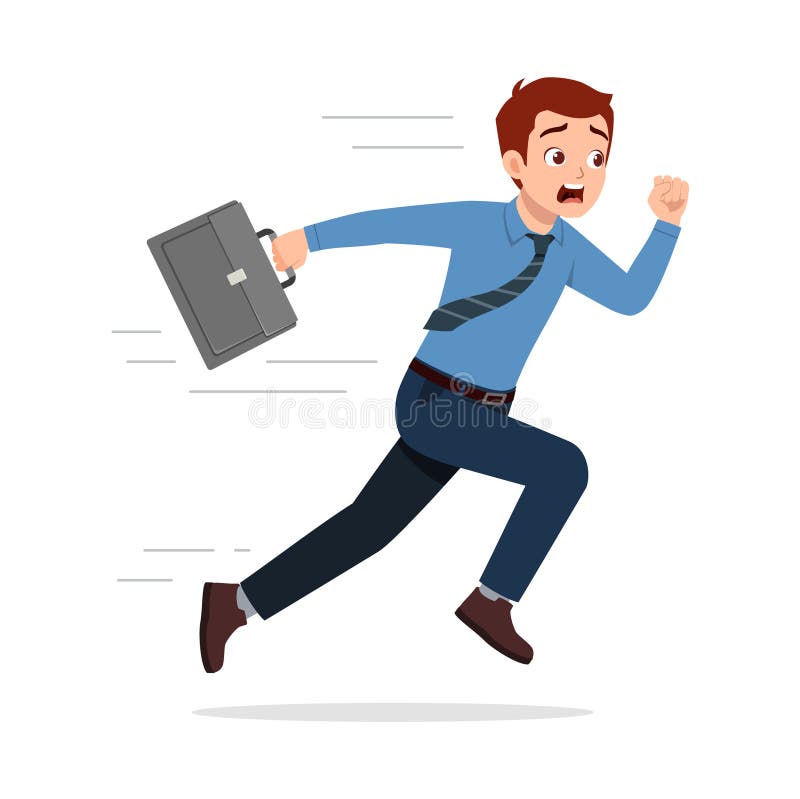 Man Employee Run because of Deadline Time Stock Vector - Illustration ...