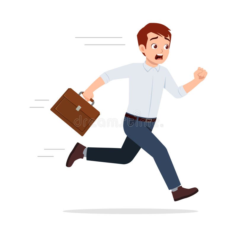 Man Employee Run because of Deadline Time Stock Vector - Illustration ...