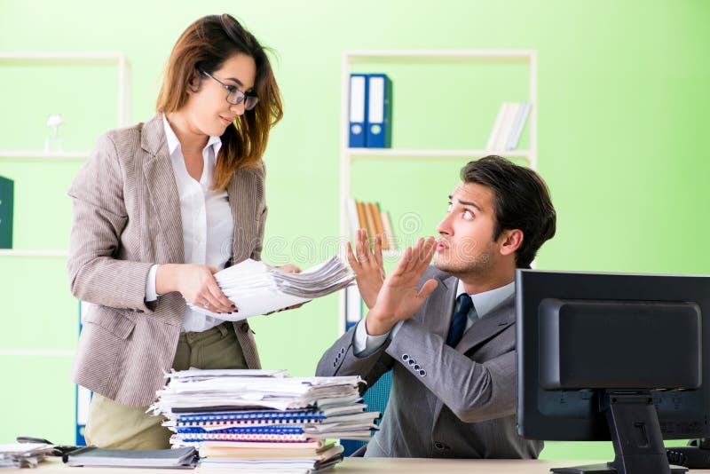 The Man Employee Suffering from Excessive Work Stock Image - Image of ...