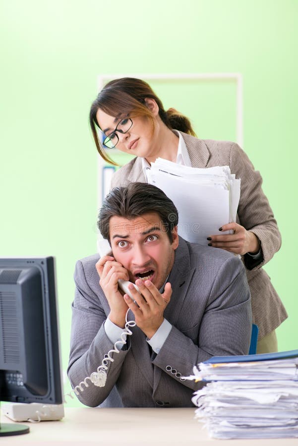 The Man Employee Suffering from Excessive Work Stock Image - Image of ...