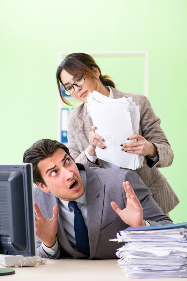 The Man Employee Suffering from Excessive Work Stock Photo - Image of ...