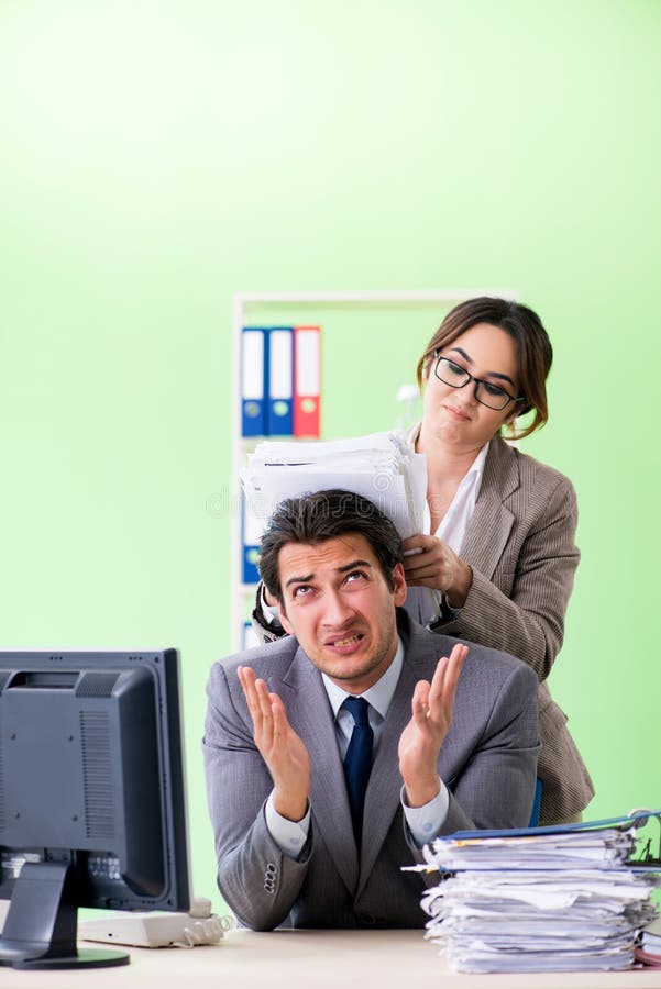 The Man Employee Suffering from Excessive Work Stock Image - Image of ...