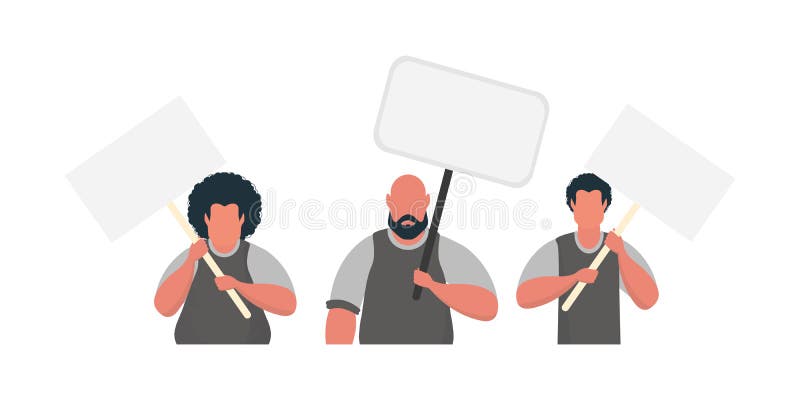 A Man with an Empty Banner in His Hands. with Space for Your Text ...