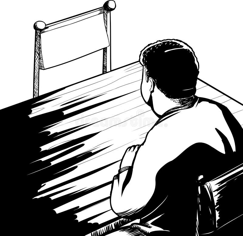 Man and Empty Chair Outline Stock Illustration - Illustration of view ...