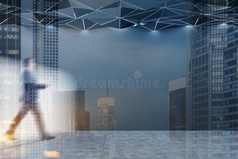 Man in empty gray room stock image. Image of architecture - 138851423