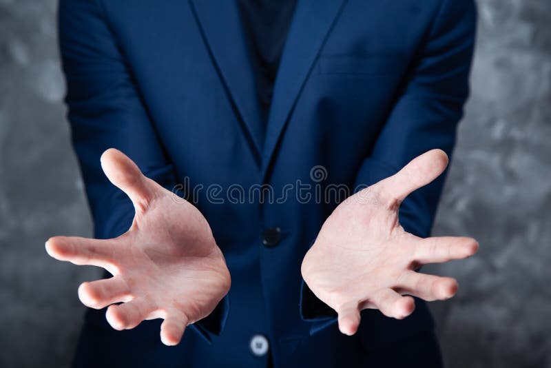 Man Empty Hands On Darck Background Stock Image - Image of help, sign ...