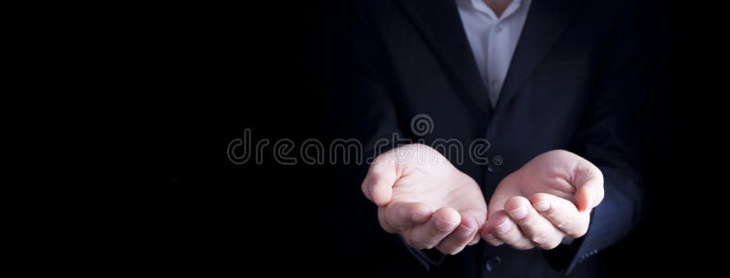Man Empty Hands on Darck Background Stock Image - Image of help, sign ...
