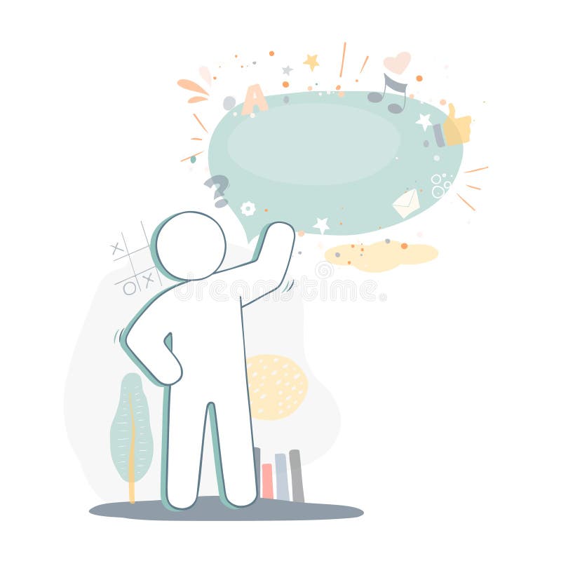 Man with Empty Speech Bubble. Cartoon Vector Illustration Stock Image ...