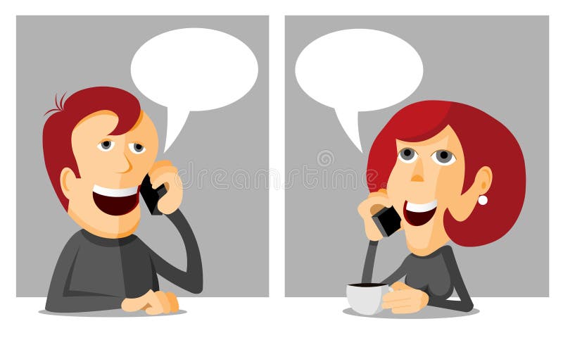 Man En Vrouwen Het Telefoneren Vector Illustratie - Illustration of ...