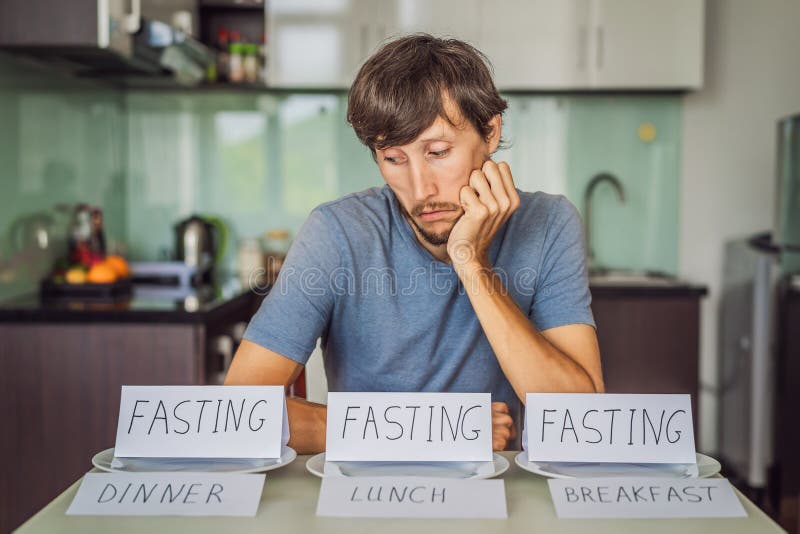 The Man is Engaged in Intermittent Fasting for Health. Stock Image ...