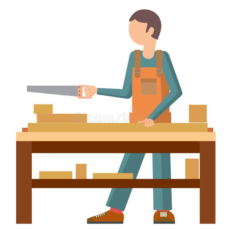 The Man is Engaged in Manual Labor. Stock Vector - Illustration of ...