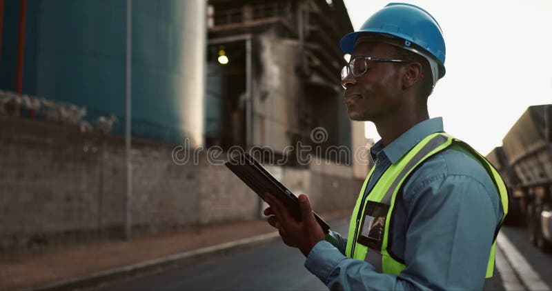 Tablet, Progress or People in Construction Site for Inspection ...