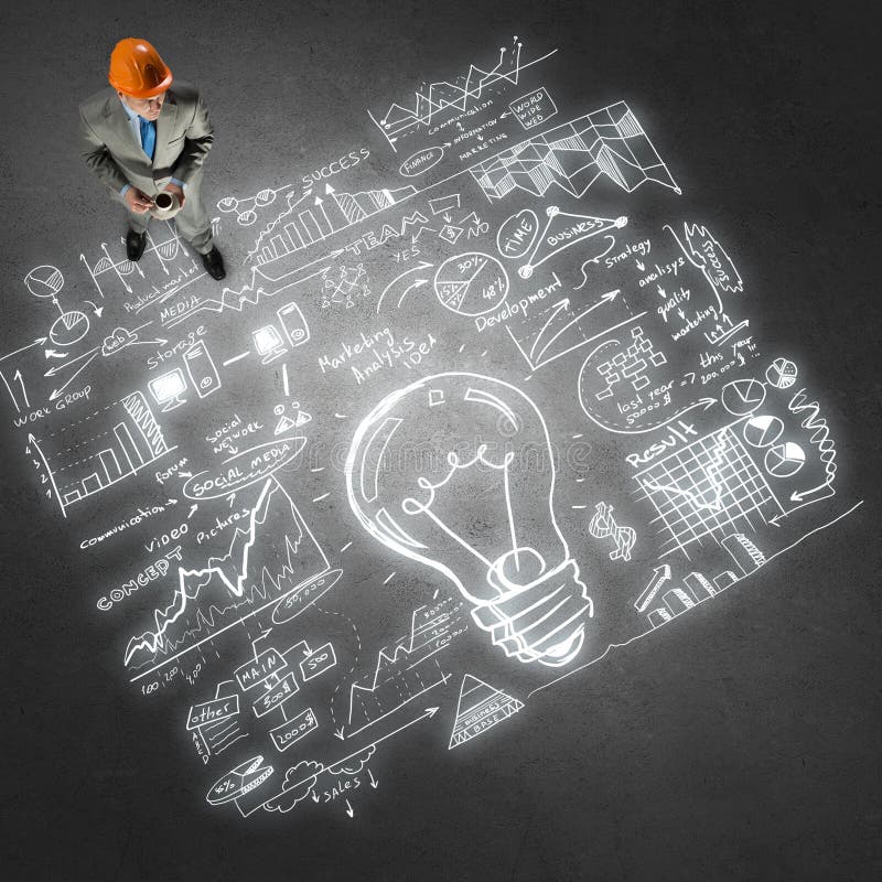 Man Engineer Thinking Over His Plan Stock Photo - Image of human, male ...