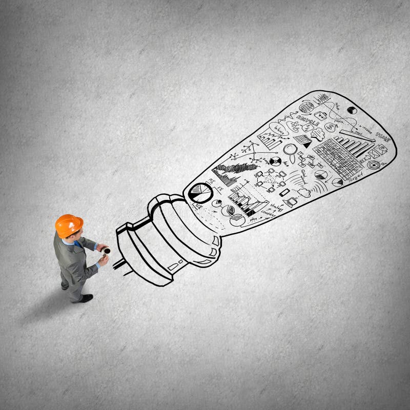 Man Engineer Thinking Over His Plan Stock Image - Image of plan ...