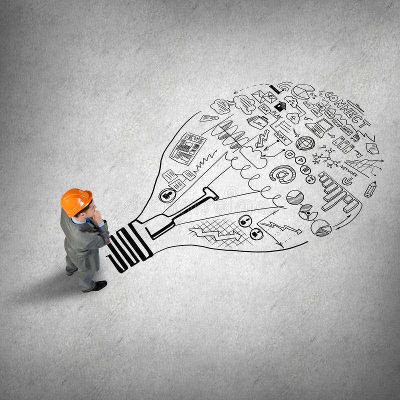 Man Engineer Thinking Over His Plan Stock Image - Image of engineering ...