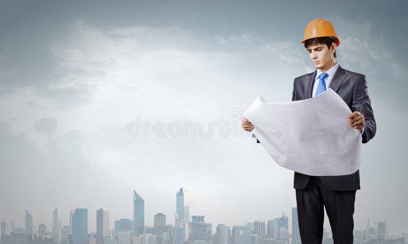 Man engineer stock image. Image of helmet, development - 41650323