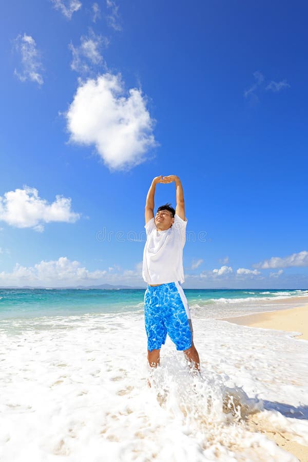 Man enjoy the sun. stock photo. Image of attractive, happiness - 59315154