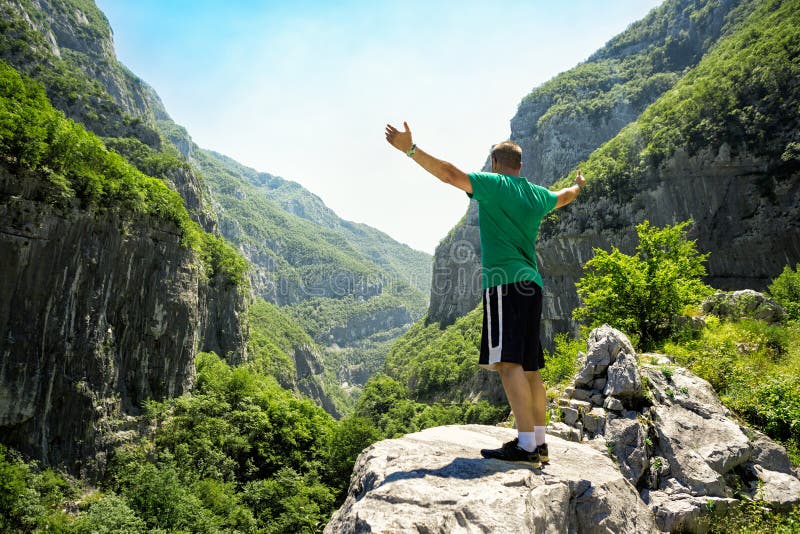 Man Enjoying in Beautiful Nature Stock Image - Image of calm, hands ...