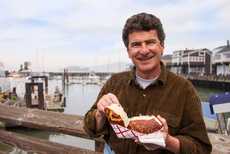 Man Enjoying Chowder stock image. Image of dough, adult - 36313605